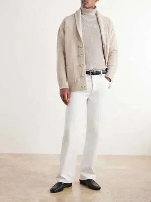 DE PETRILLO Ribbed Merino Wool And Cashmere-blend Cardigan