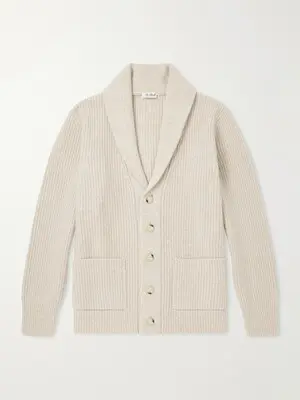 DE PETRILLO Ribbed Merino Wool And Cashmere-blend Cardigan - Neutrals