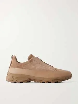 Zegna Triple Stitch™ Monte Rubber-trimmed Suede Slip-on Sneakers - Camel