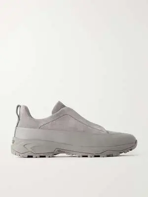 Zegna Triple Stitch™ Monte Leather-trimmed Suede Slip-on Sneakers - Light Gray