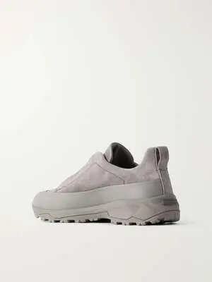Zegna Triple Stitch™ Monte Leather-trimmed Suede Slip-on Sneakers