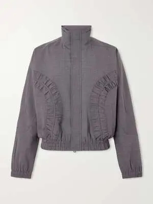 SAGE NATION Fossil Ruched Panelled Twill Blouson Jacket - Gray