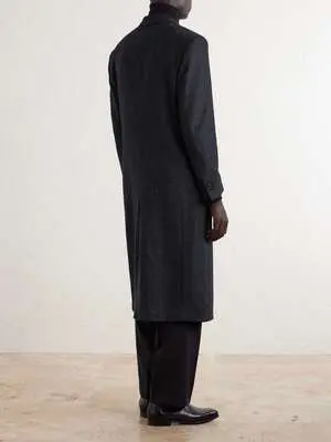 Dunhill Checked Wool, Silk And Cashmere-blend Coat