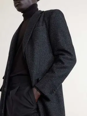 Dunhill Checked Wool, Silk And Cashmere-blend Coat