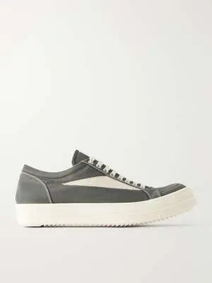 Rick Owens Vintage Suede-trimmed Denim Sneakers - Gray
