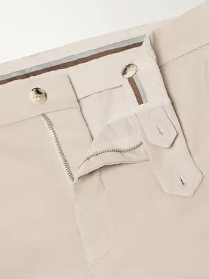 Canali Tapered Stretch Cotton-twill Trousers - Neutrals