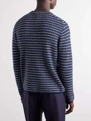 Auralee Striped Ribbed Wool And Cashmere-blend Sweater