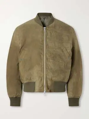 Our Legacy Distressed Waxed Shell Bomber Jacket - Green