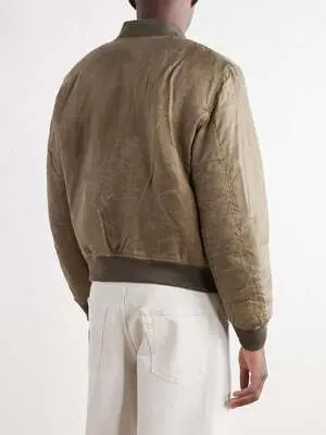 Our Legacy Distressed Waxed Shell Bomber Jacket