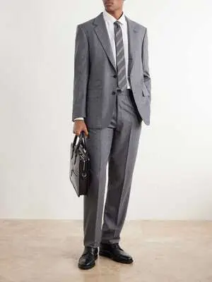 Dunhill Straight-leg Herringbone Wool And Cashmere-blend Trousers