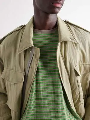 Auralee Striped Wool-jersey T-shirt