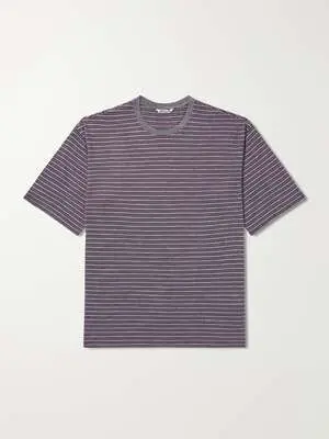 Auralee Striped Wool-jersey T-shirt - Gray