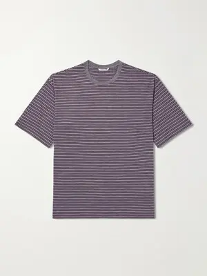 Auralee Striped Wool-jersey T-shirt - Gray