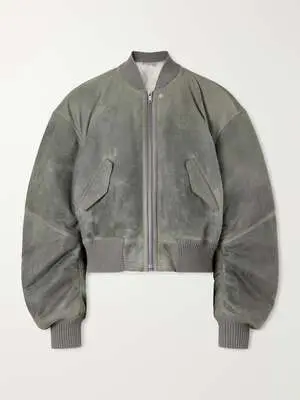 Rick Owens Secchia Shearling Bomber Jacket - Gray