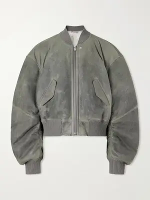 Rick Owens Secchia Shearling Bomber Jacket - Gray