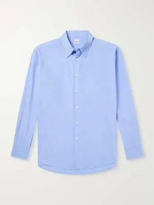 YOKE Classic-collar Cotton-poplin Shirt - Blue