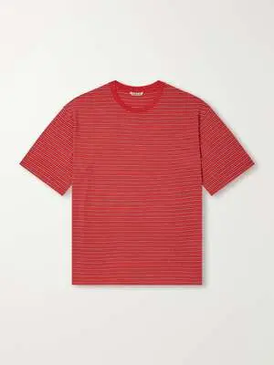 Auralee Striped Wool-jersey T-shirt - Red