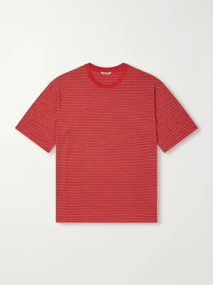 Auralee Striped Wool-jersey T-shirt - Red
