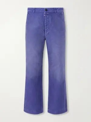 Auralee Straight-leg Garment-dyed Cotton-moleskin Trousers - Blue