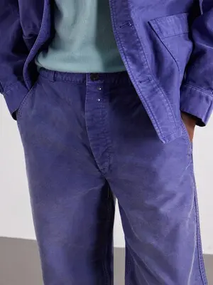 Auralee Straight-leg Garment-dyed Cotton-moleskin Trousers - Blue