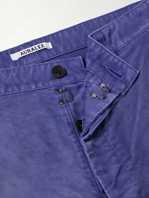 Auralee Straight-leg Garment-dyed Cotton-moleskin Trousers - Blue