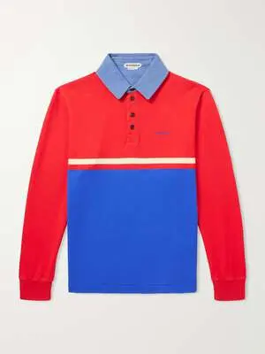 JW Anderson Contrast Collar Colour-block Cotton-jersey Polo Shirt - Red