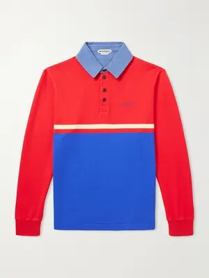 JW Anderson Contrast Collar Colour-block Cotton-jersey Polo Shirt - Red