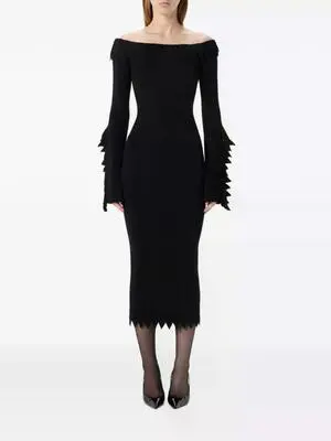 Blumarine Ruffled Off-the-shoulder Midi Dress
