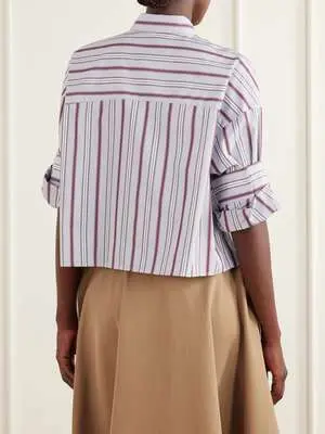 TWP Next Ex Cropped Striped Cotton-poplin Shirt