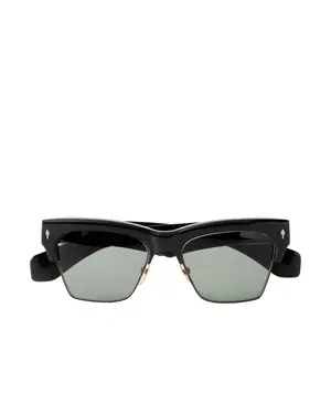 JACQUES MARIE MAGE Bugsy Semi-rimless D-frame Acetate Sunglasses - Black
