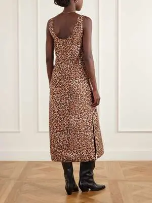 Alix Of Bohemia Daph Leopard-print Silk Midi Dress