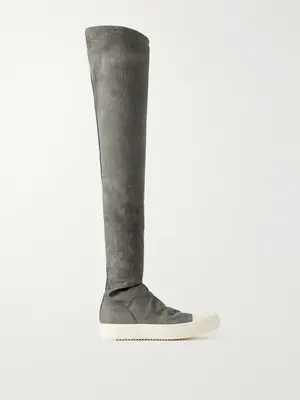 Rick Owens High Sock Stretch-twill Over-the-knee Boots - Gray