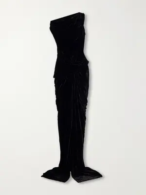 Rick Owens Strutter Draped Velvet Gown - Black