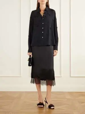 Bernadette Everett Floral-embellished Silk Shirt