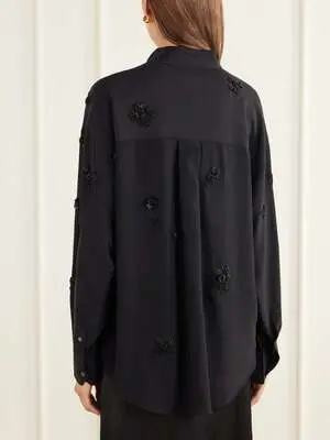 Bernadette Everett Floral-embellished Silk Shirt