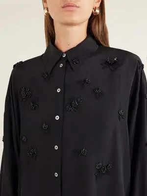 Bernadette Everett Floral-embellished Silk Shirt