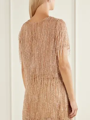Aje Glisten Embellished Mesh Top - Gold