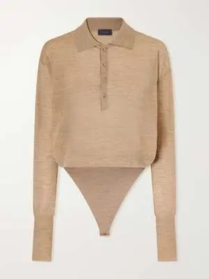 HAIKURE Millie Stretch-knit Jersey Bodysuit - Camel