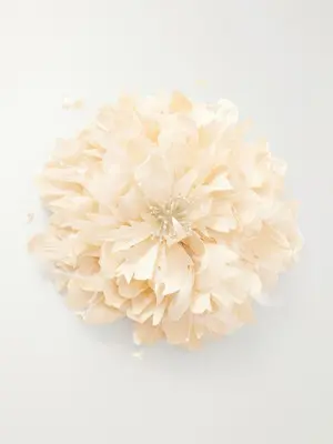 Bernadette Wild Rose Embellished Crepe Brooch - Neutrals