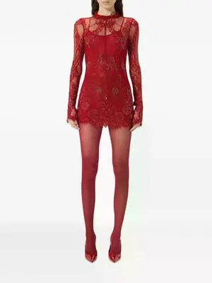 Blumarine Long-sleeve Embroidered Mini Dress