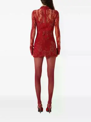Blumarine Long-sleeve Embroidered Mini Dress