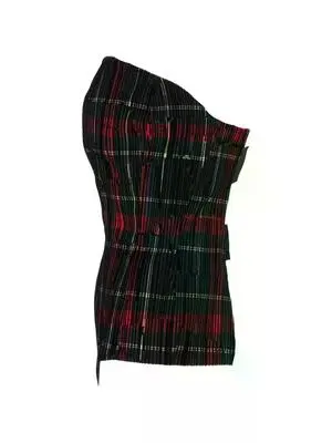 SHIRTAPORTER Tartan-print Pleated Bustier Top