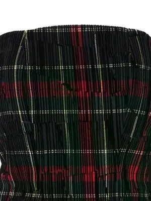 SHIRTAPORTER Tartan-print Pleated Bustier Top