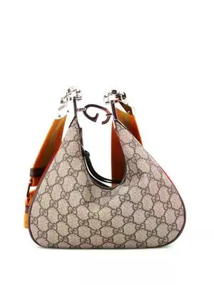 Gucci Attache Shoulder Bag Gg Coated Canvas Small Hobo Bag - Brown