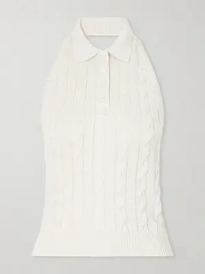 Ralph Lauren Cable-knit Silk-blend Halterneck Sweater Vest - Neutrals