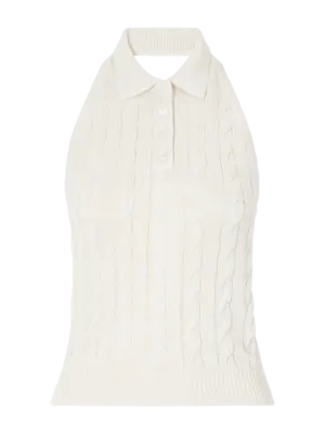 Ralph Lauren Cable-knit Silk-blend Halterneck Sweater Vest - Neutrals