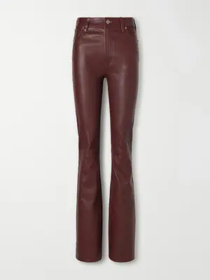 FRAME The Leather Reboot Paneled High-rise Flared Pants