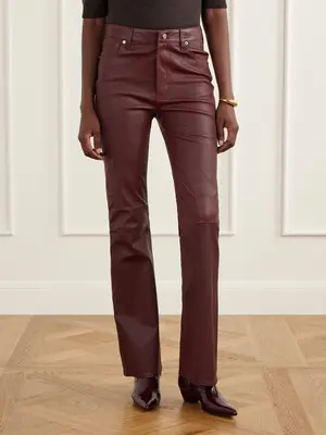 FRAME The Leather Reboot Paneled High-rise Flared Pants