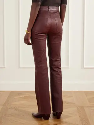 FRAME The Leather Reboot Paneled High-rise Flared Pants