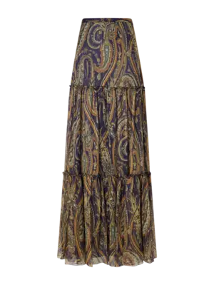 Etro Tiered Paisley-print Silk-blend Chiffon Maxi Skirt Multi